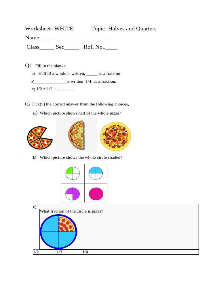 Understanding Halves and Quarters | PDF