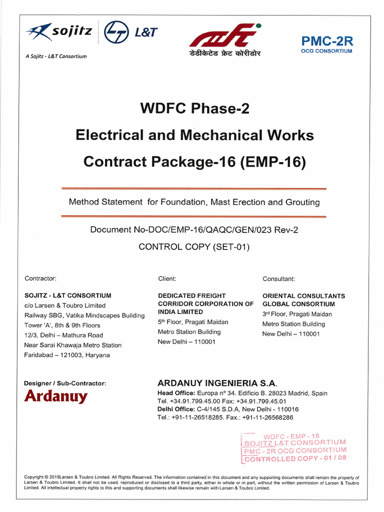 MS3 - Method Statement Foundation, Mast Erection and Grouting2 | PDF