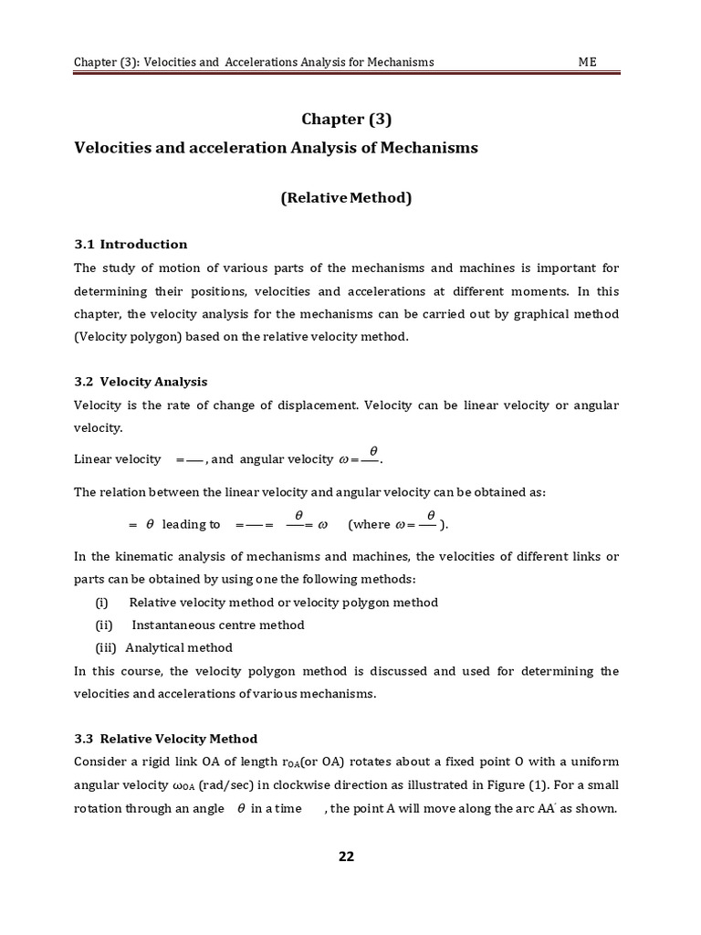 Mechanism Velocity and Acceleration Analysis | PDF | Velocity ...