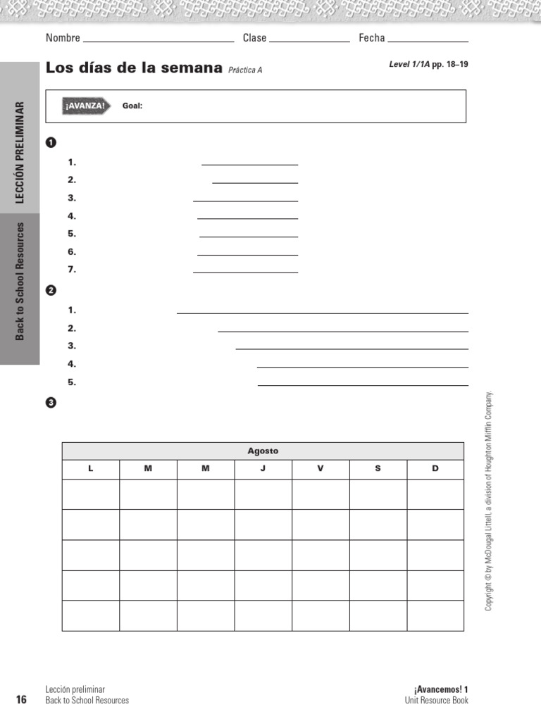 Los Dias de La Semana-A | PDF
