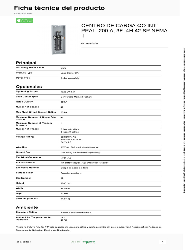 Schneider Electric - Centros-de-Carga-QO - QO342MQ200 | PDF | Metales ...