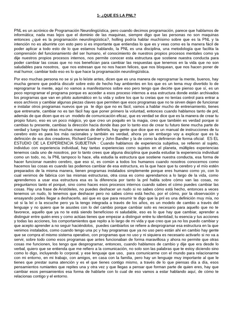 Que Es La PNL | PDF | Programación neurolingüistica | Verdad