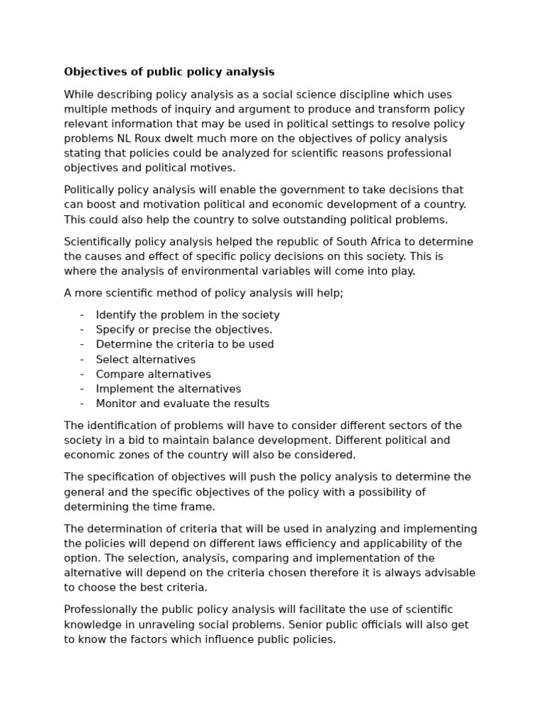 Objectives of Public Policy | PDF | Policy Analysis | Policy