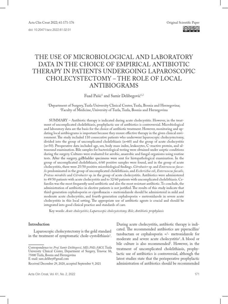 The Use of Microbiological and Laboratory Data in The Choice of ...