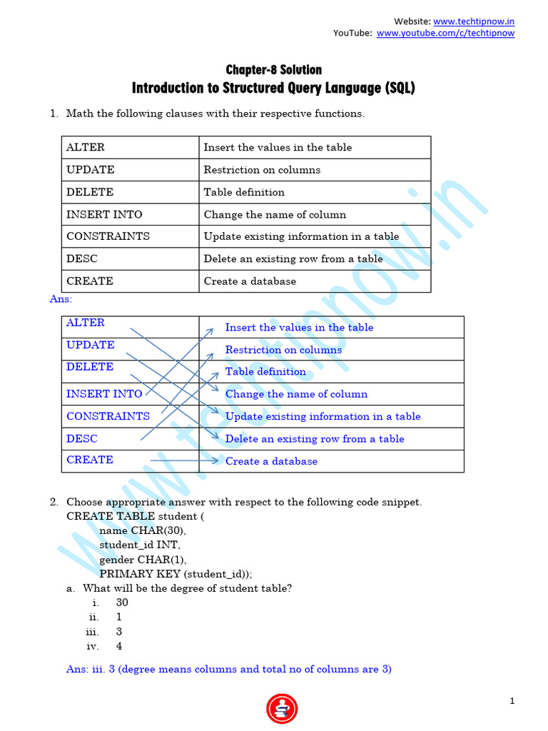 Chapter 8 Solution Ncert Ip Class 11-1 | PDF | Data Management | Databases