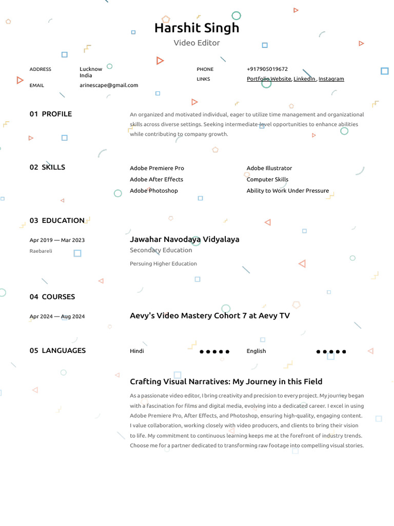 Harshit Singh - Video Editor | PDF | Career & Growth