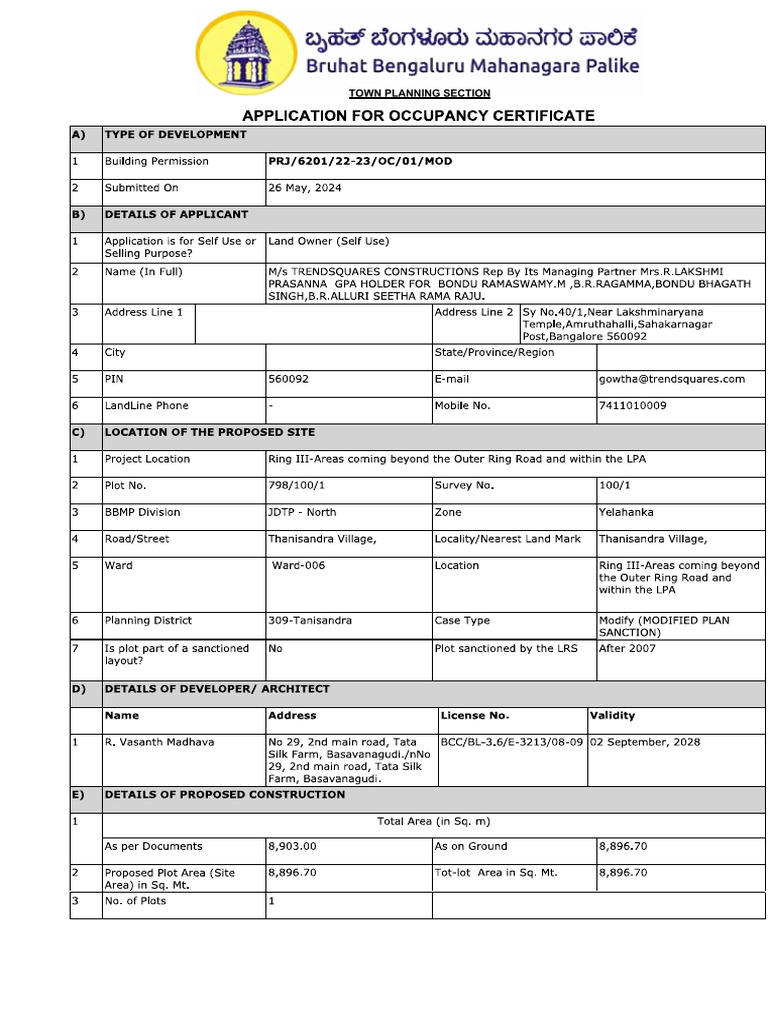 BBMP Oc Ackowledgement | PDF