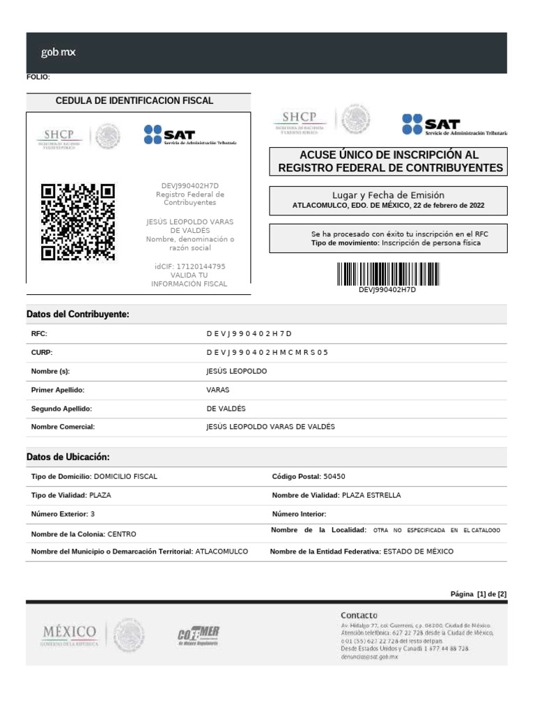 Registro RFC | PDF | Gobierno