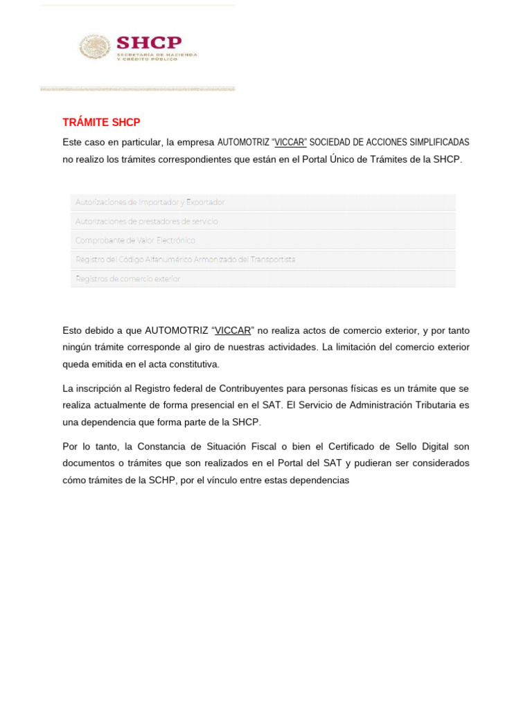 Trámite SHCP | PDF | Negocios | Finanzas y dinero