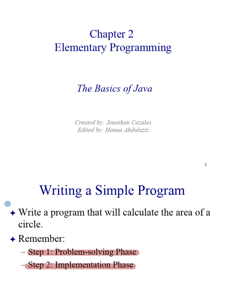 Elementary Programming: The Basics of Java | PDF | Integer (Computer Science) | Data Type