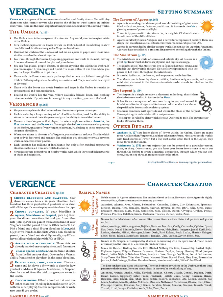 Vergence RPG Handouts | PDF | Cooking, Food & Wine