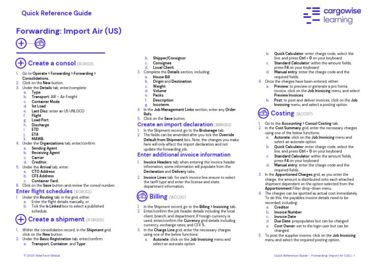QRG Forwarding - Import Air (US) | PDF | Invoice