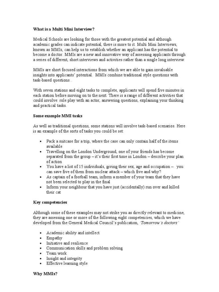 Understanding Multi Mini Interviews | PDF | Competence (Human Resources ...