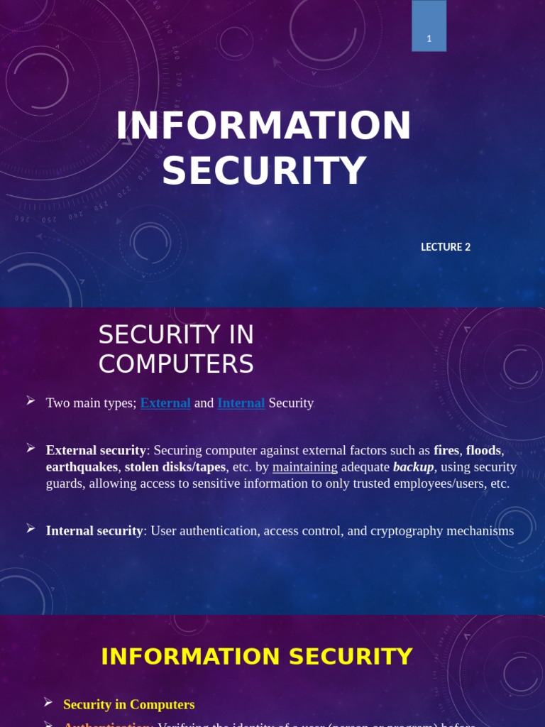 Lecture2-InforSec-Computer and Internet Security | PDF | Denial Of Service Attack | Authentication
