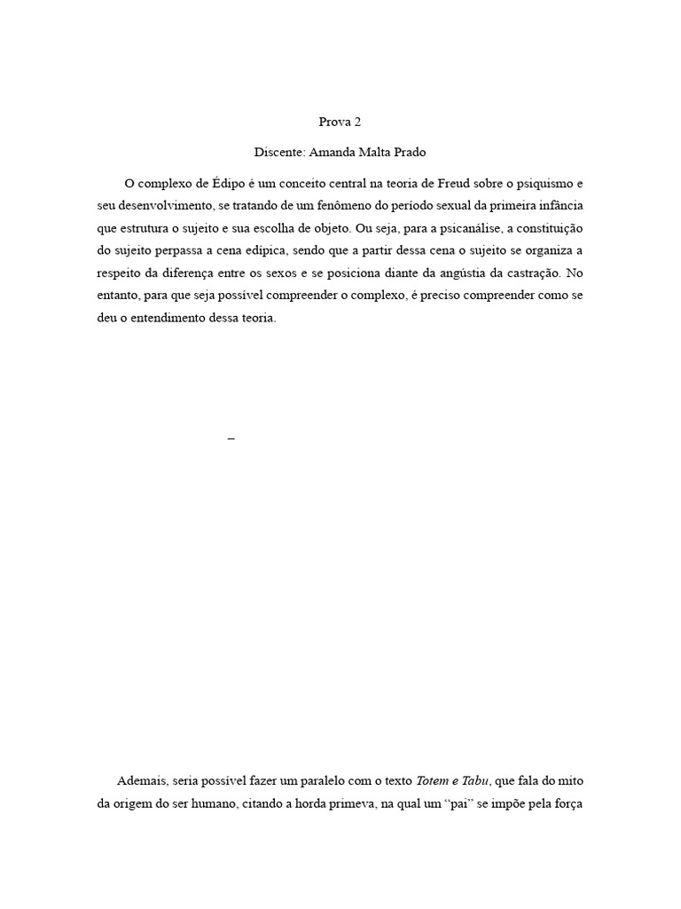 Complexo de Édipo na Psicanálise Freudiana | PDF | Complexo de Édipo ...