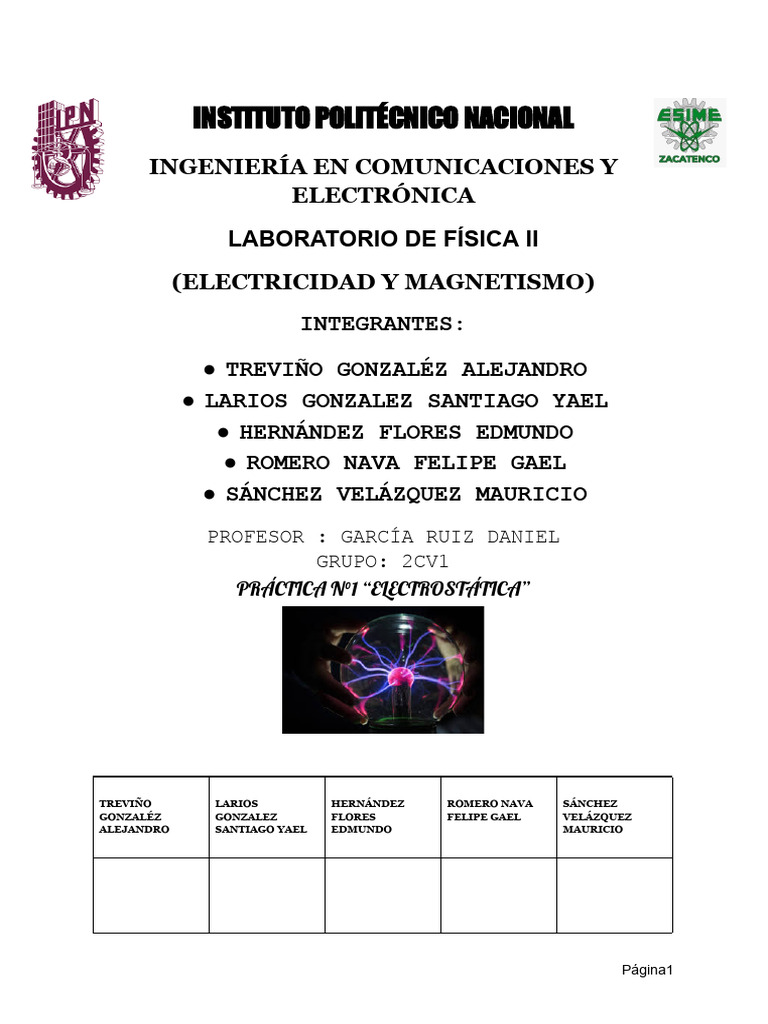 PRACTICA1 | PDF | Electricidad | Electrostática