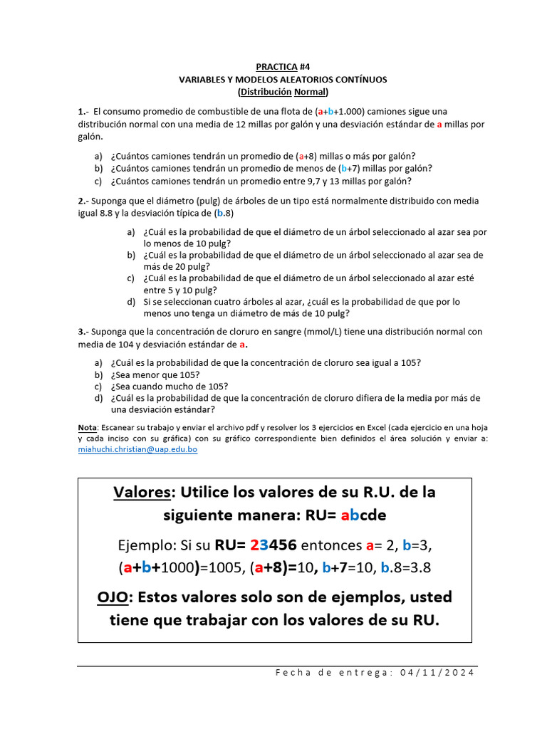 PRACTICA Nro 4 (Distribución Normal) | PDF | Ciencia y matemáticas