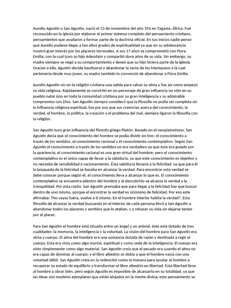 Aurelio Agustín o San Agustín | PDF | Agustín De Hipopótamo | Dios