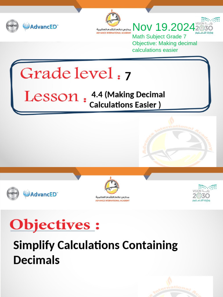 Lesson 4.4 (Making Decimal Calculations Easier) | PDF | Teaching ...