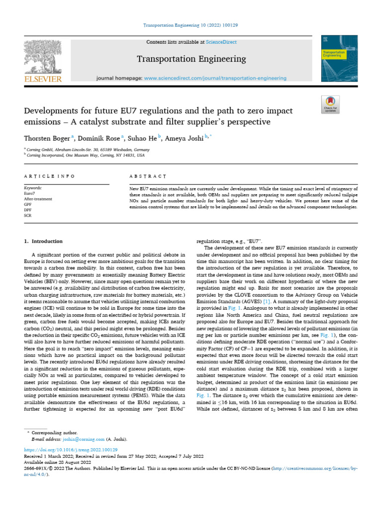Developments For Future EU7 Regulations and The Path To Zer - 2022 - Transportat | PDF | Exhaust ...