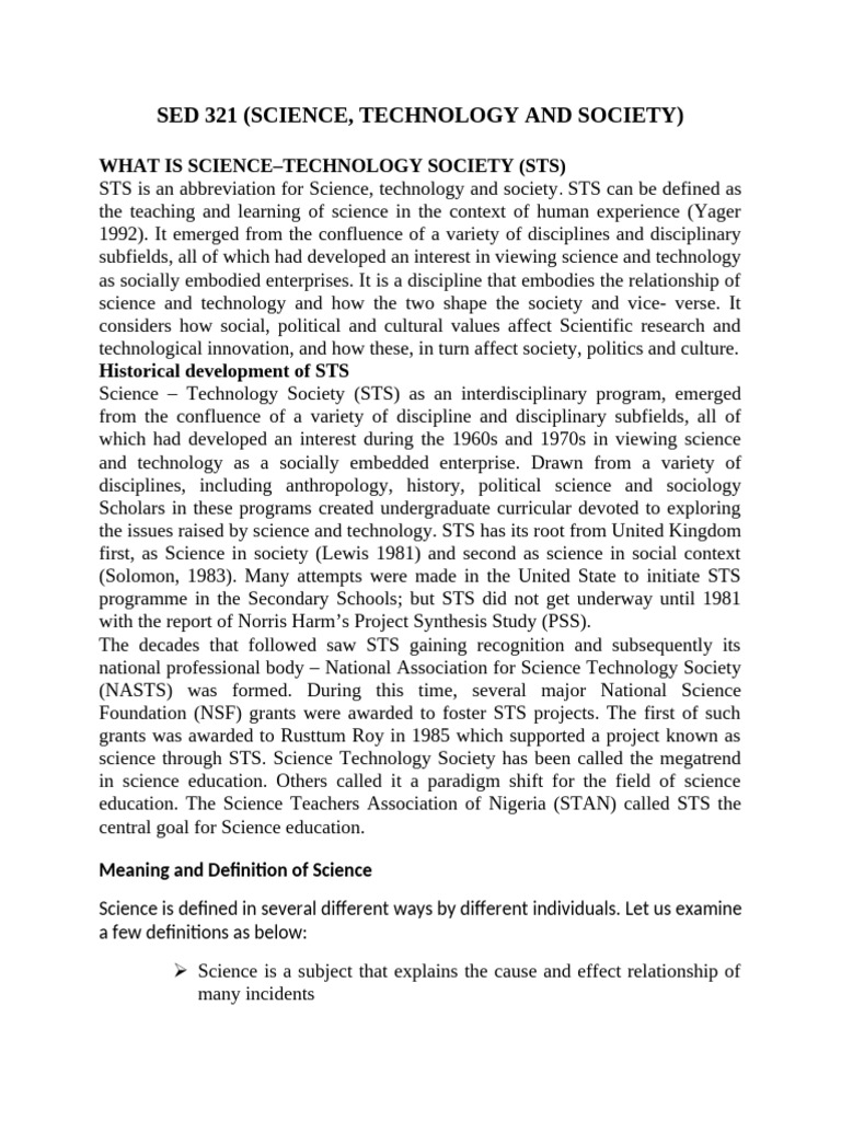 Understanding Science-Technology-Society | PDF | Science | Scientific ...