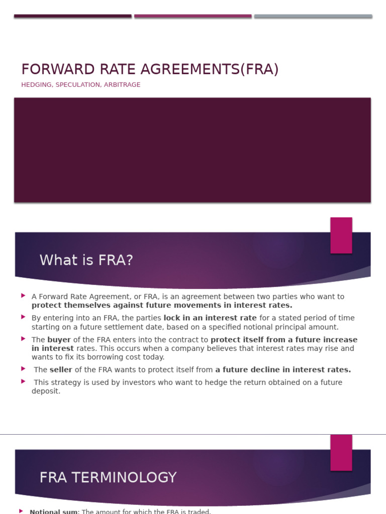 FRAs - Hedging, Speculation, Arbitrage | PDF | Financial Markets ...