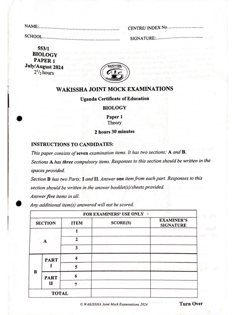 553 - 1 Bio 1 Wakissha 2024 | PDF