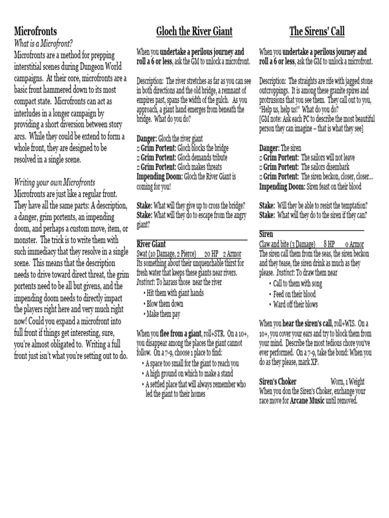 Dungeon World - Microfronts | PDF | Young Adult