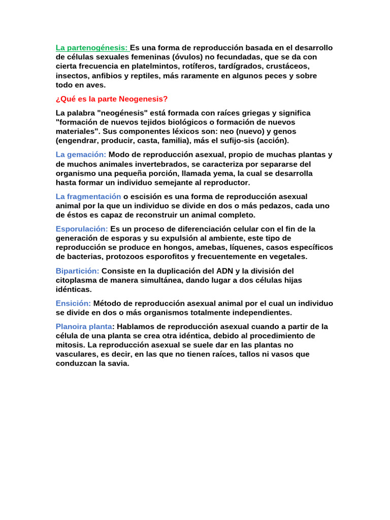 La Partenogénesis | PDF