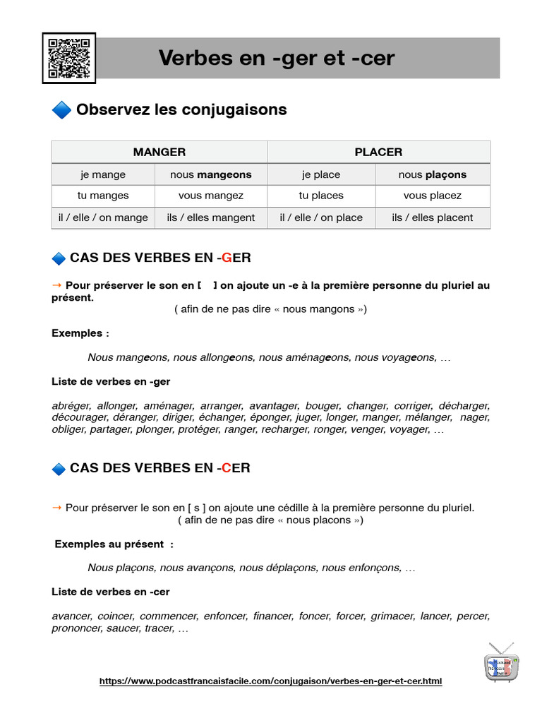 Verbes en Ger Et Cer | PDF | Études des langues étrangères
