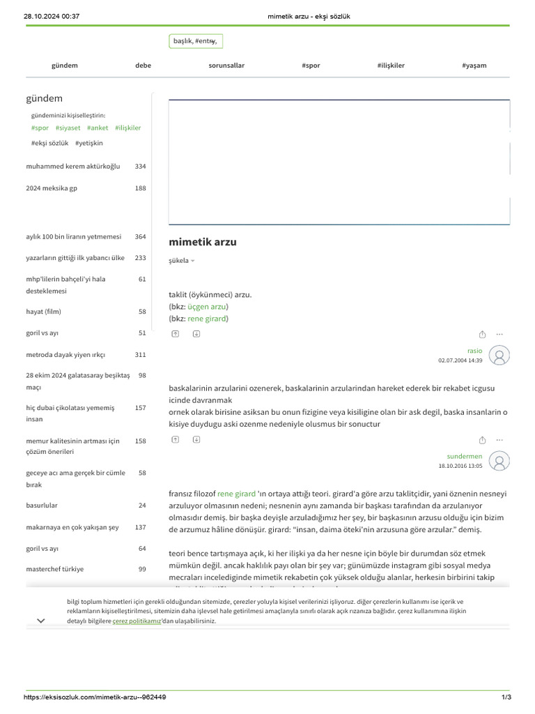 Mimetik Arzu - Ekşi Sözlük | PDF