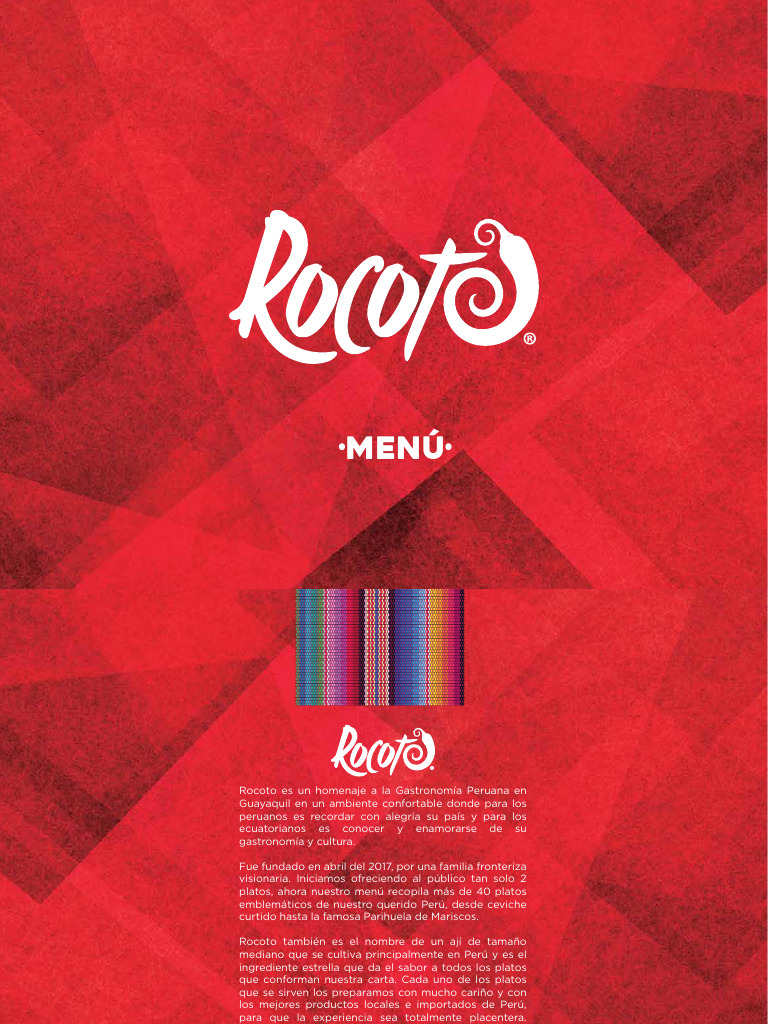 Menú de Rocoto: Sabor Peruano | PDF | Mariscos | Alimentos
