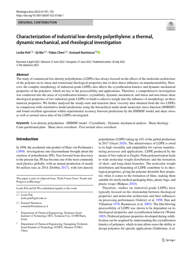 Article DMA | PDF | Differential Scanning Calorimetry | Rheology