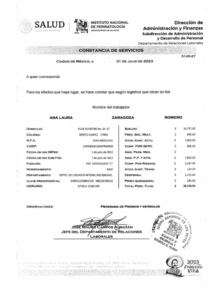 Constancia de Servicios | PDF