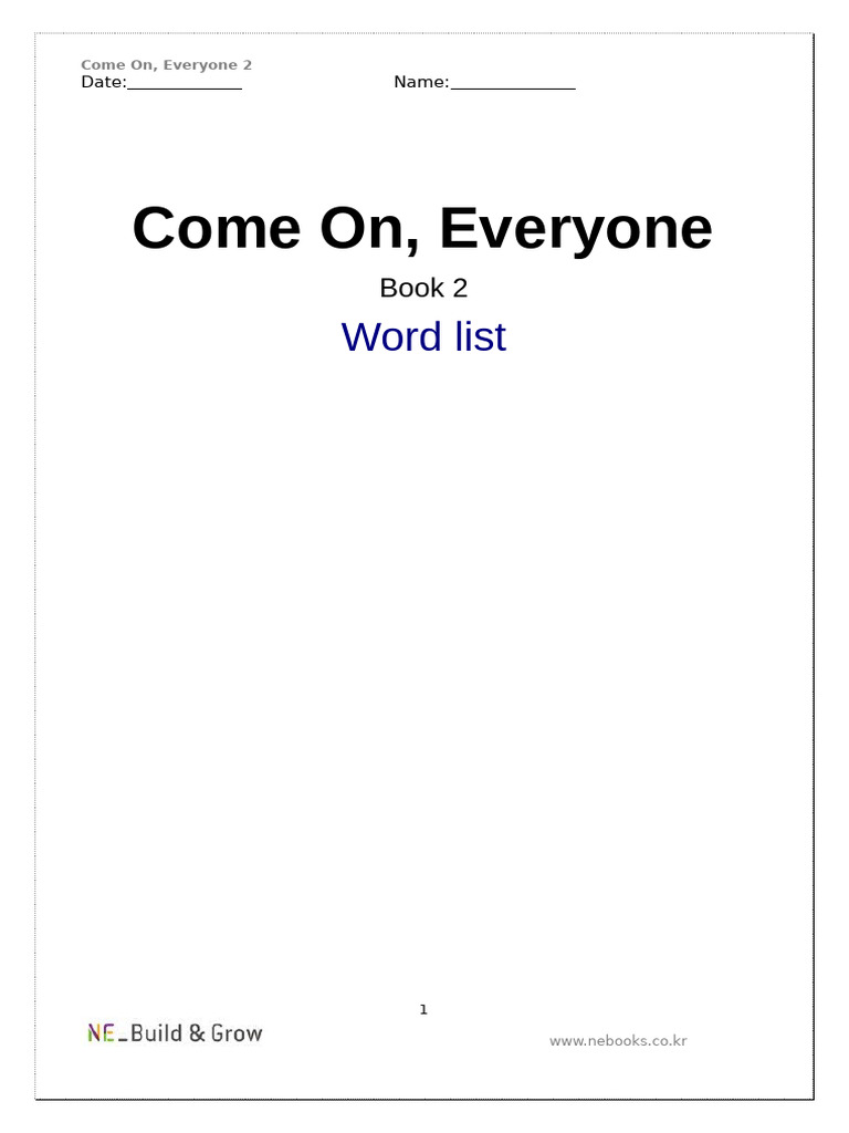 Come On Everyone 2 SB - Word Lists | PDF