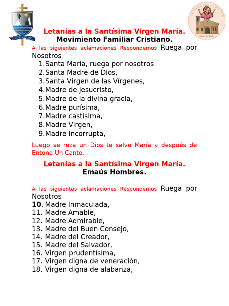 Letanías A La Santísima Virgen María | PDF | María, madre de Jesús ...