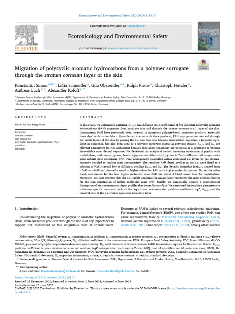 Migration of Polycyclic Aromatic Hydrocarbons From A Polymer Surrogate Through The Stratum ...