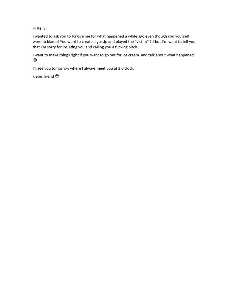 Apology and Ice Cream Invitation | PDF