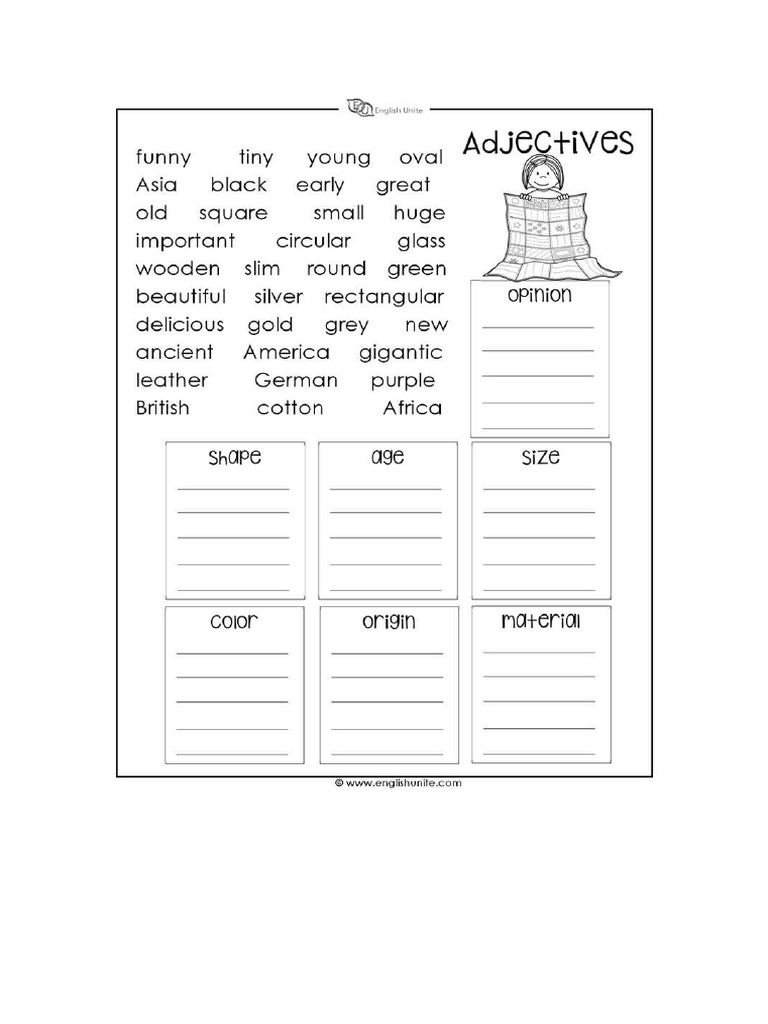 Adjectives Worksheet | PDF