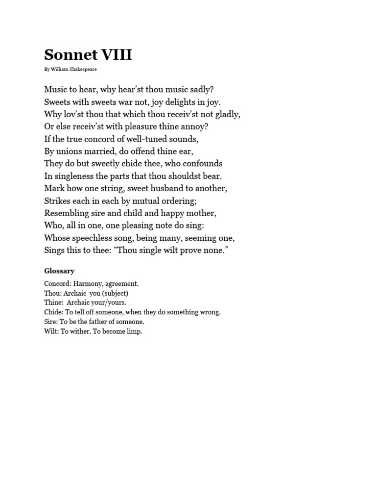 Sonnet VIII by William Shakespeare | PDF