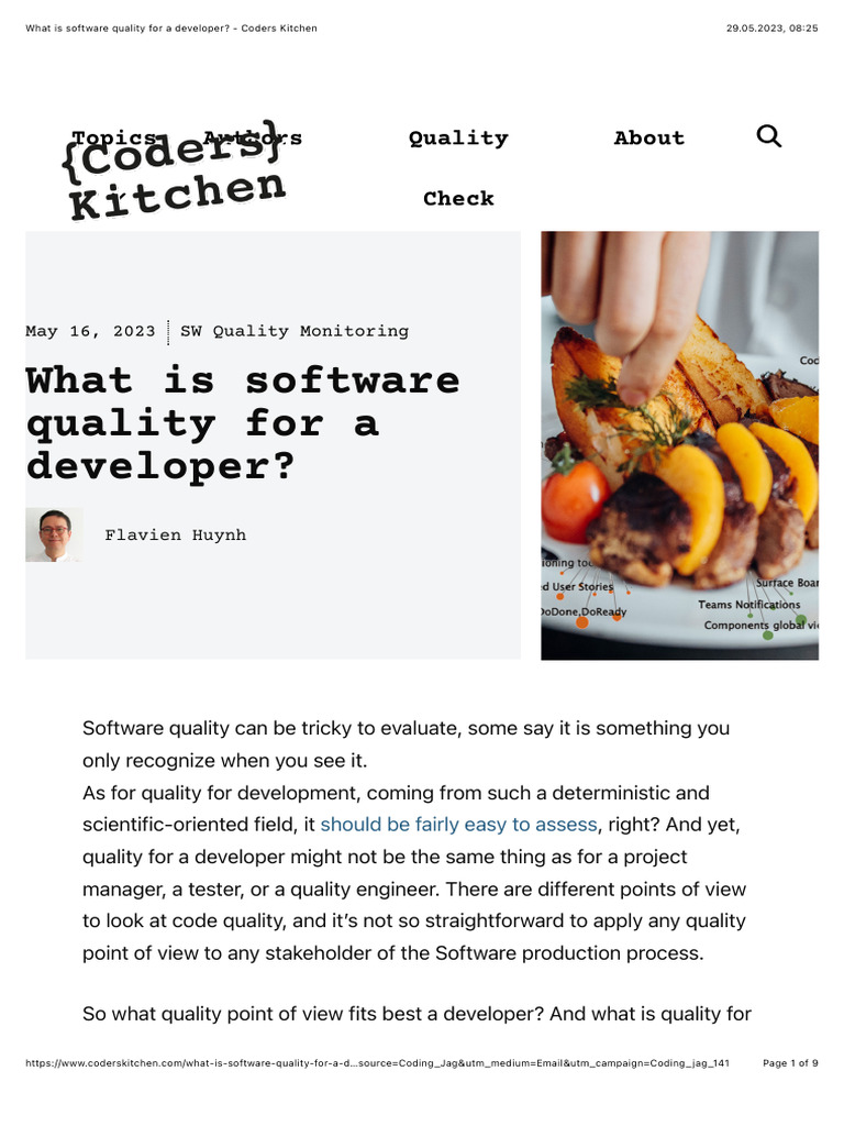 What Is Software Quality For A Developer? - Coders Kitchen | PDF ...