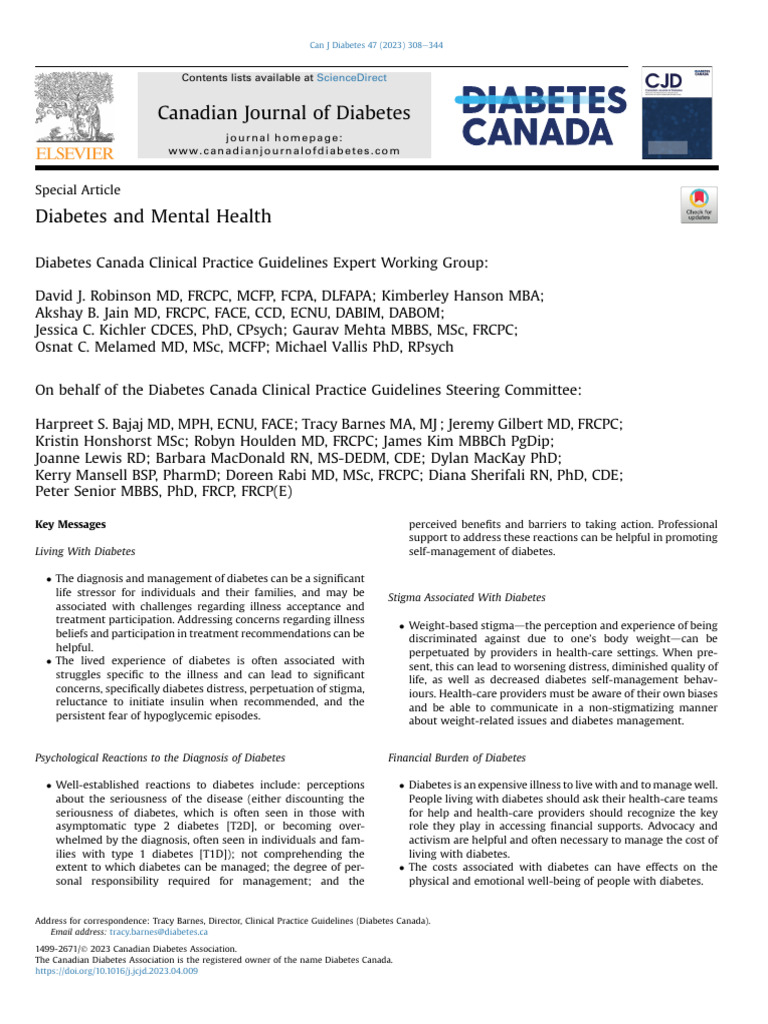 1 s2.0 S1499267123000722 Main | PDF | Mental Disorder | Diabetes