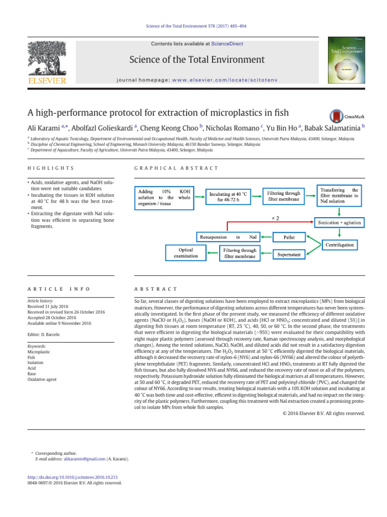 A High-Performance Protocol For Extraction of Microplastics in Fish ...