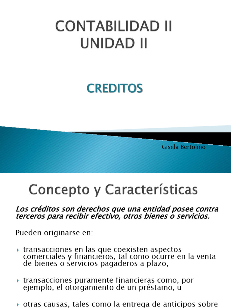 Unidad 2 - Créditos | PDF | Contabilidad | Economias
