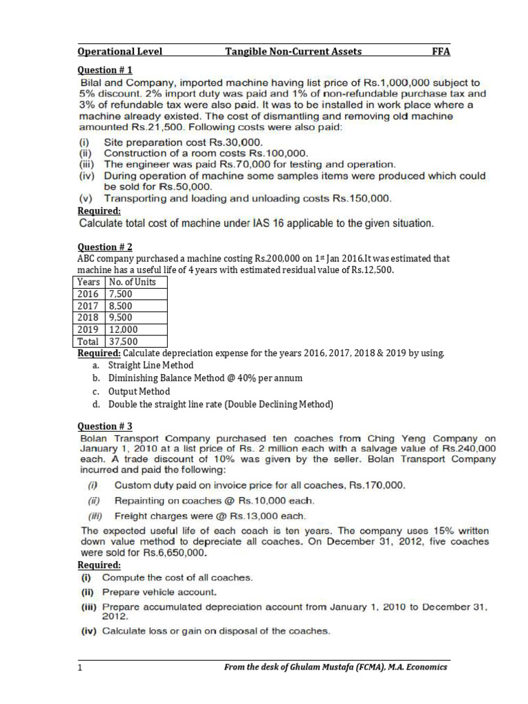 Depreciation & Asset Exchange Calculations | PDF