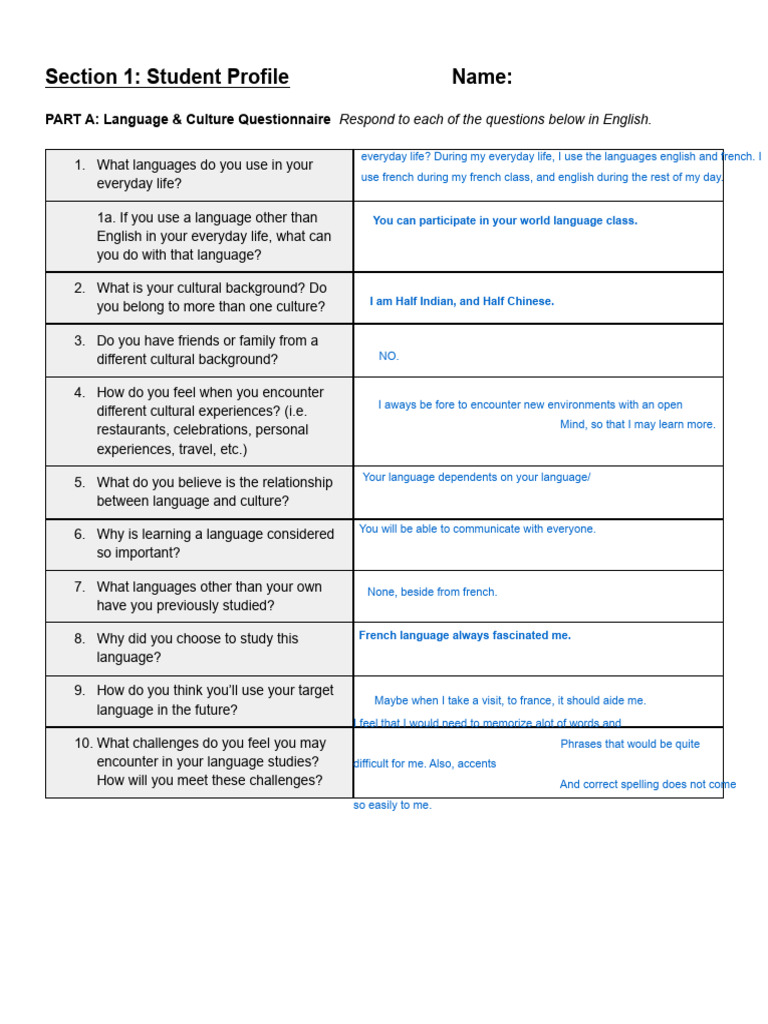 Ethan Lim - PORTFOLIO Student Profile Questionnaire | PDF | Vocabulary ...