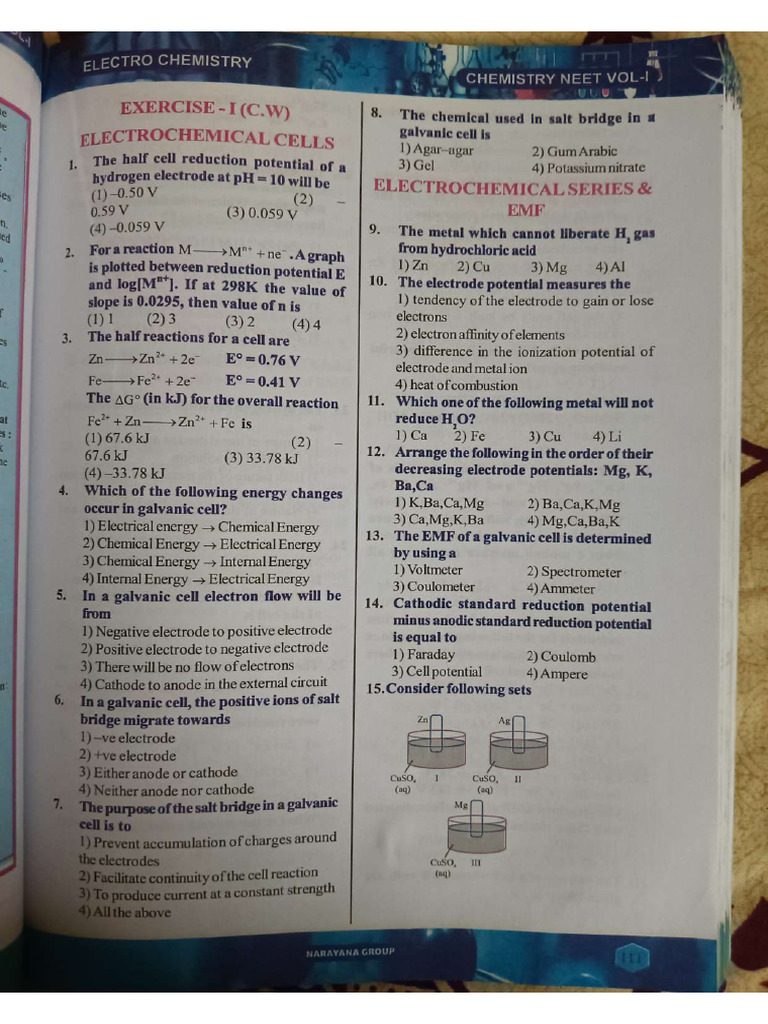 Neet Electro Chemistry Level 1 Questions. | PDF