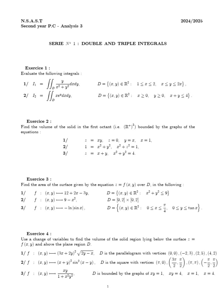 Double and Triple Integrals | PDF | Calculus | Graph Theory
