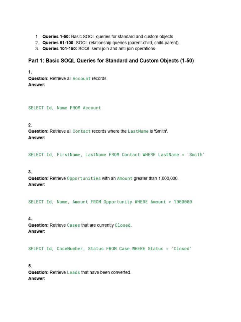 Learn More SOQL Queries. | PDF | Career & Growth | Business