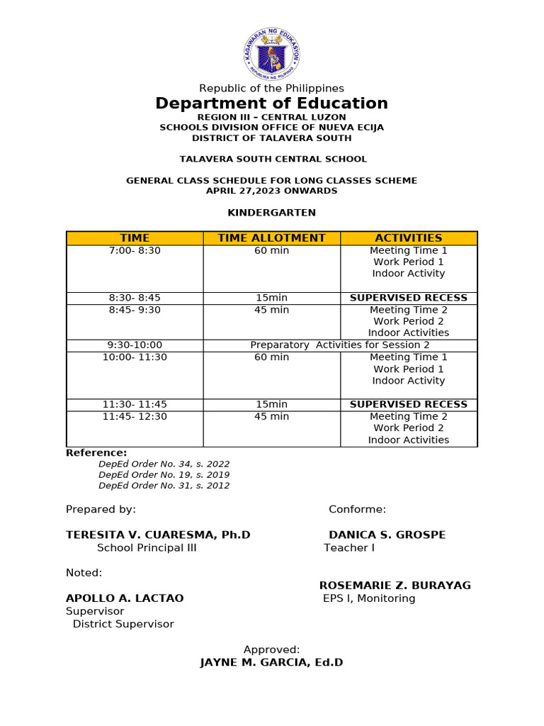 Long Classes Schedule2 | PDF | Philippines | Government